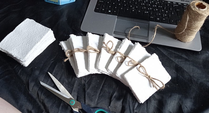 Eco-friendly White Handmade Paper A7 Pack of 9 Sheets Deckled Edges ...