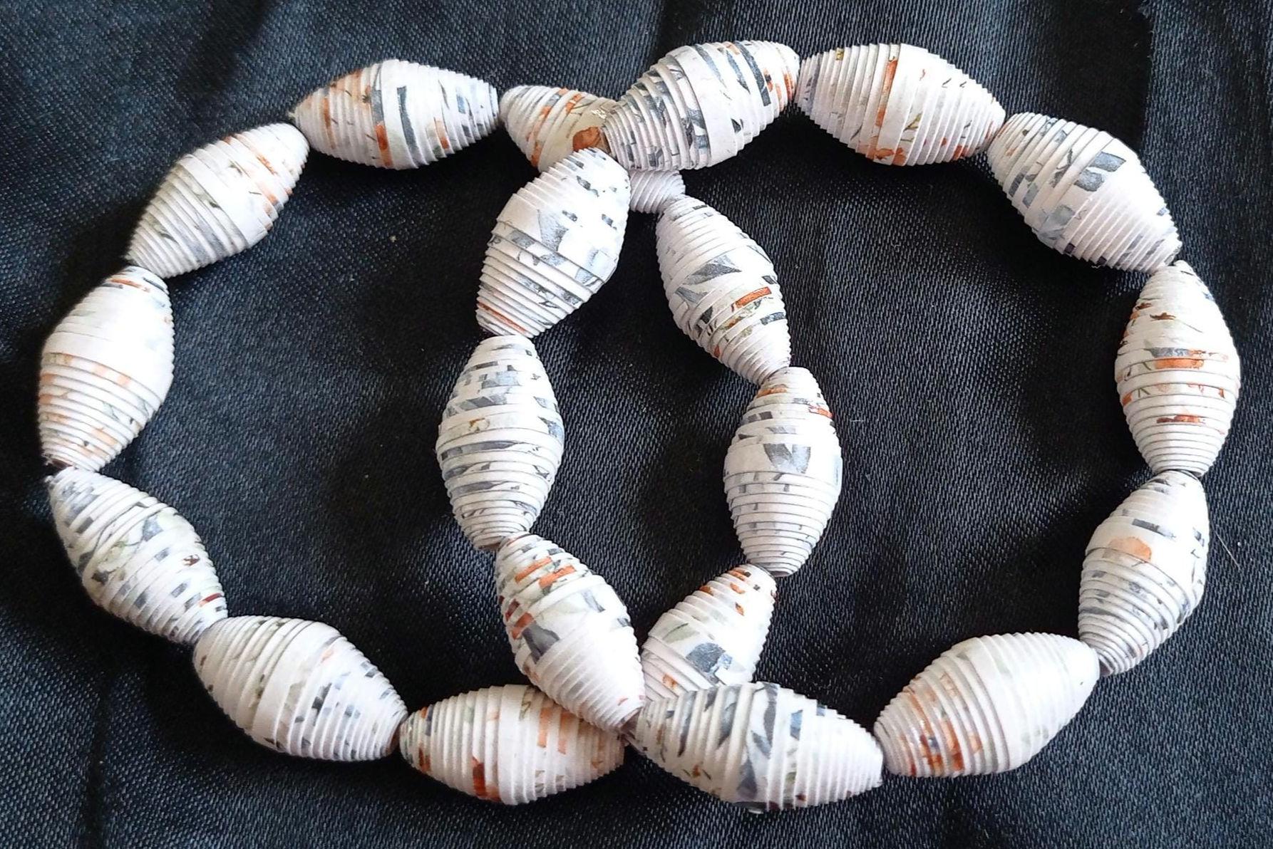 Colourful Elastic Paper Beaded Bracelets Stylish Eco-friendly Jewelry ...