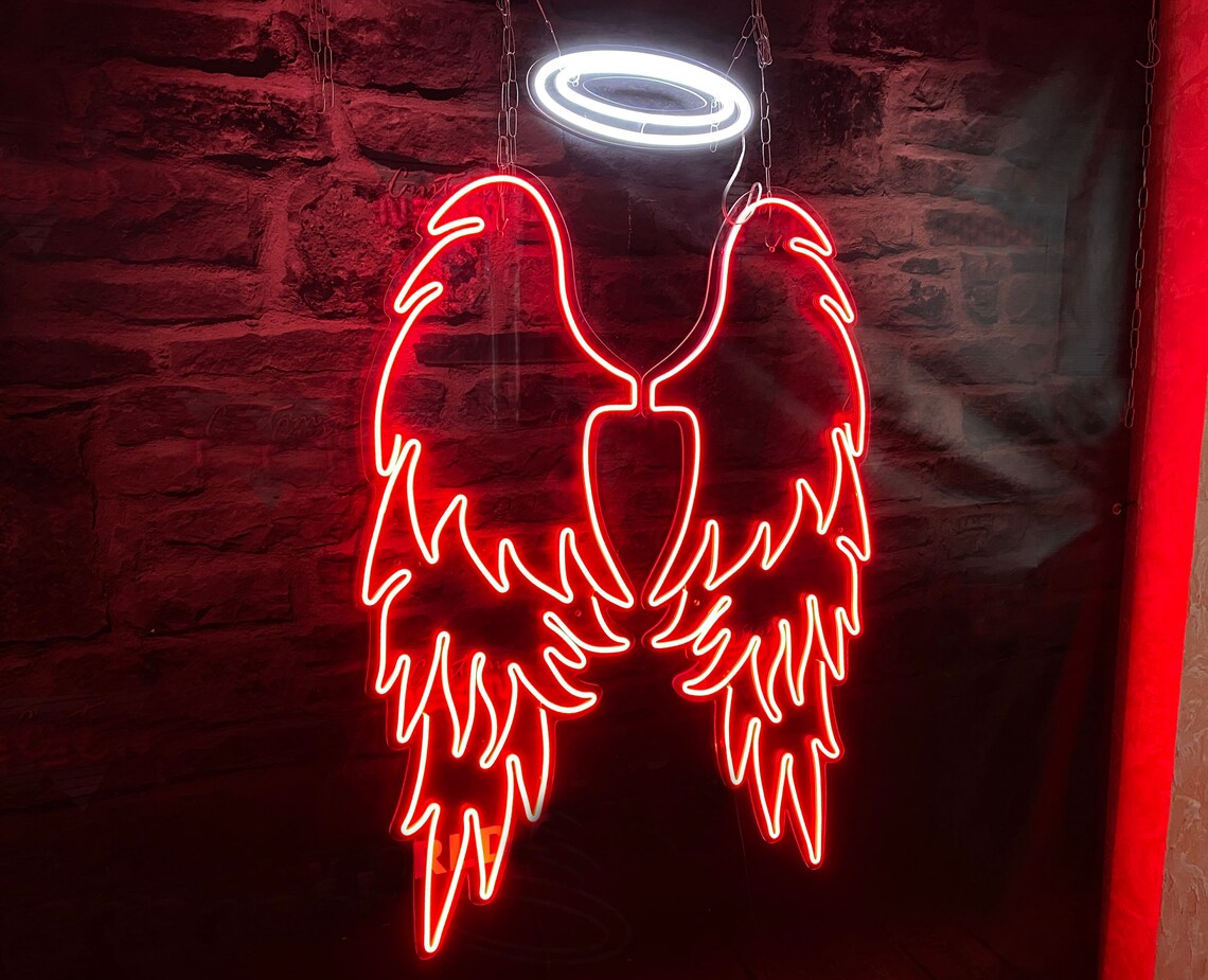Angel Wings Neon Sign for Party Decor. White Led Wings for Bar Decor ...