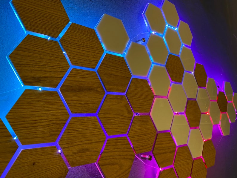 Hexagon RGB Panel for Gift. Honeycomb Wooden and Acrylic Mosaic for ...