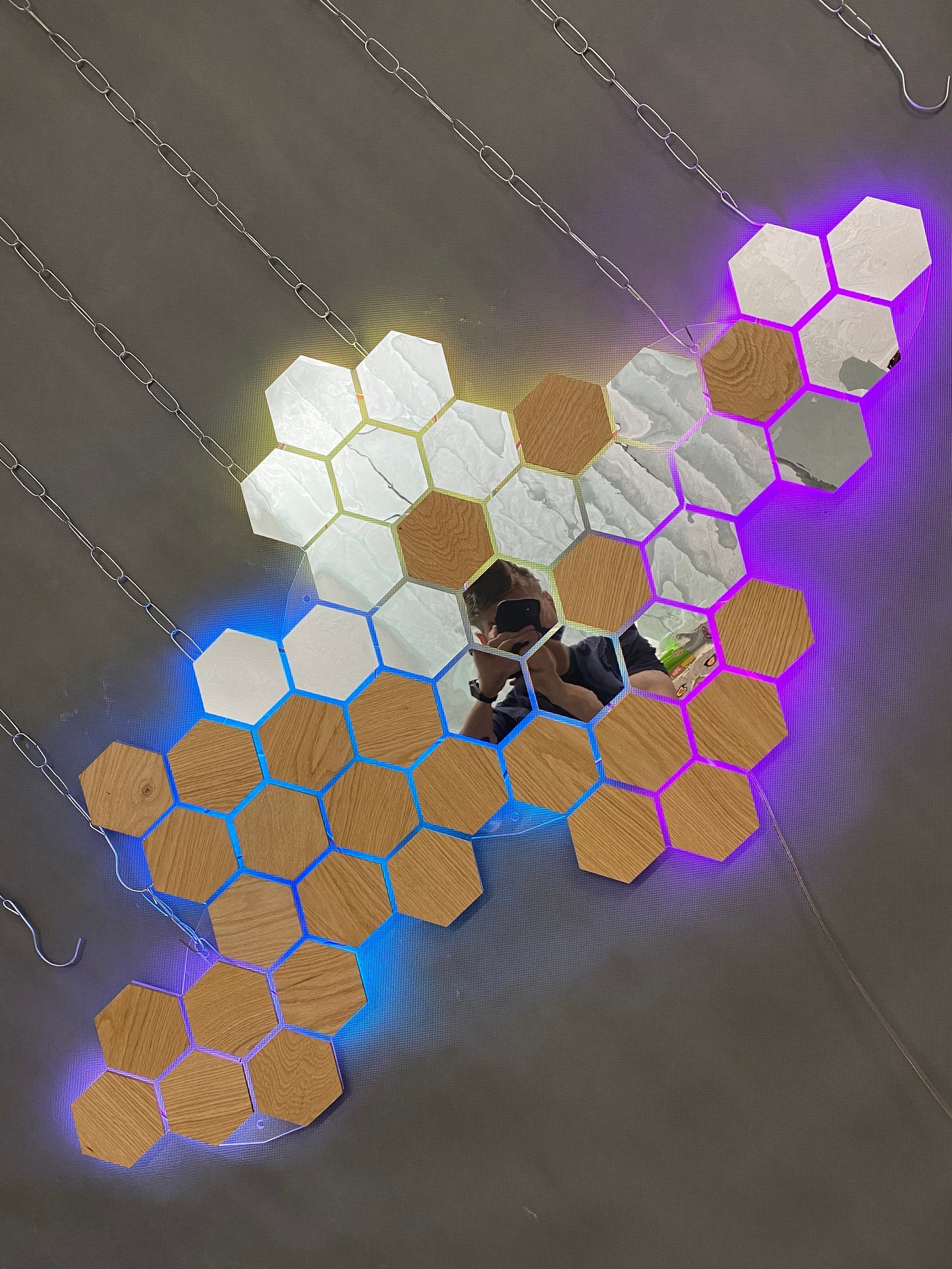 Hexagon RGB Panel for Gift. Honeycomb Wooden and Acrylic Mosaic for ...