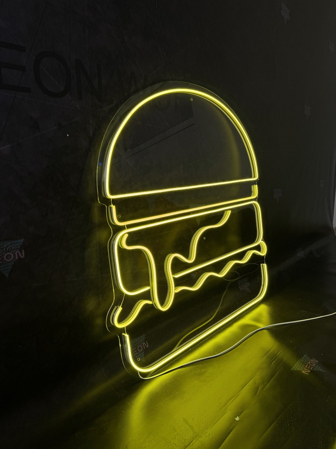 Neon Burger Sign - Custom LED Neon Light for Kitchen, Bar, Restaurant ...