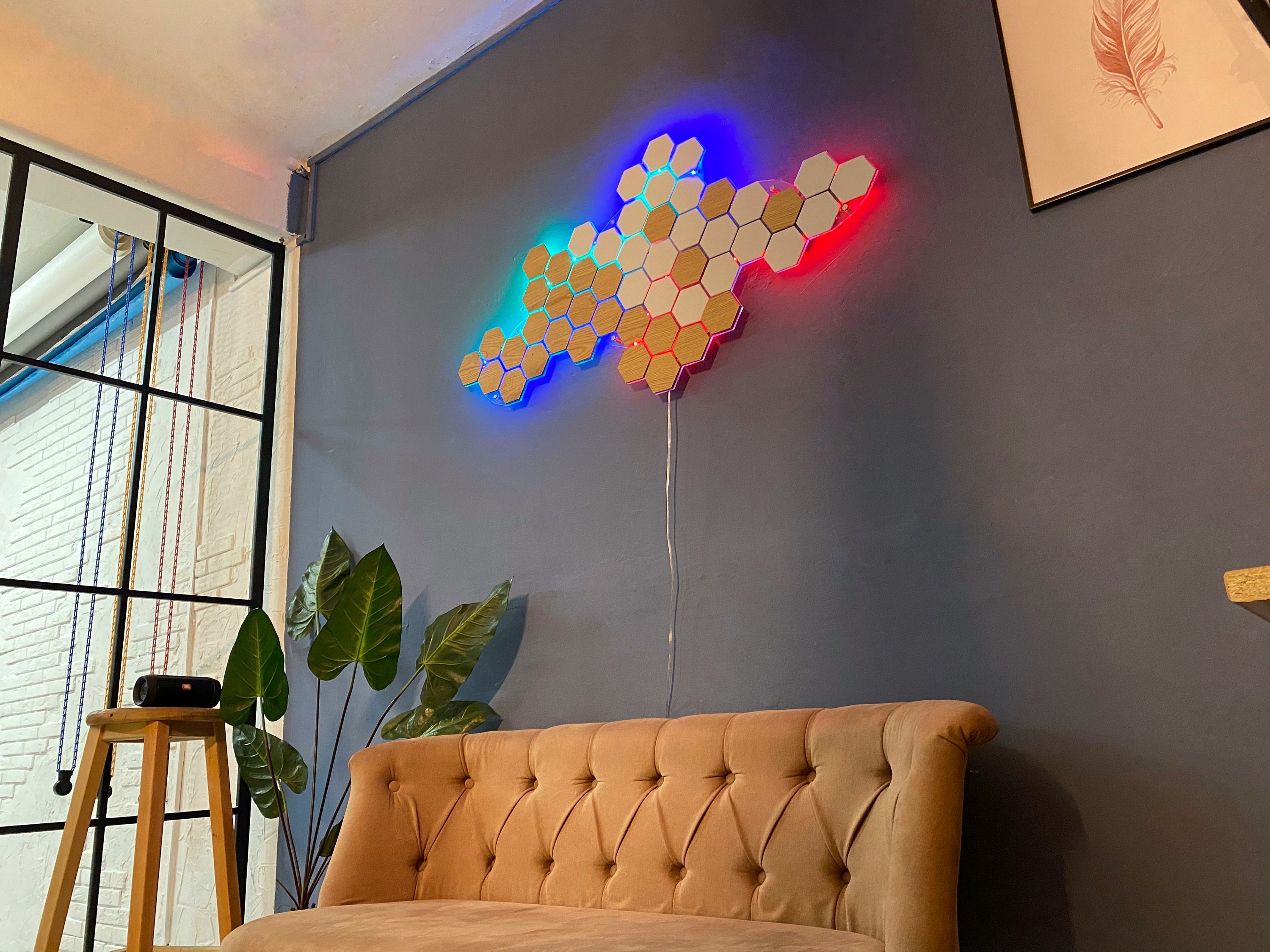 Hexagon RGB Panel for Gift. Honeycomb Wooden and Acrylic Mosaic for ...