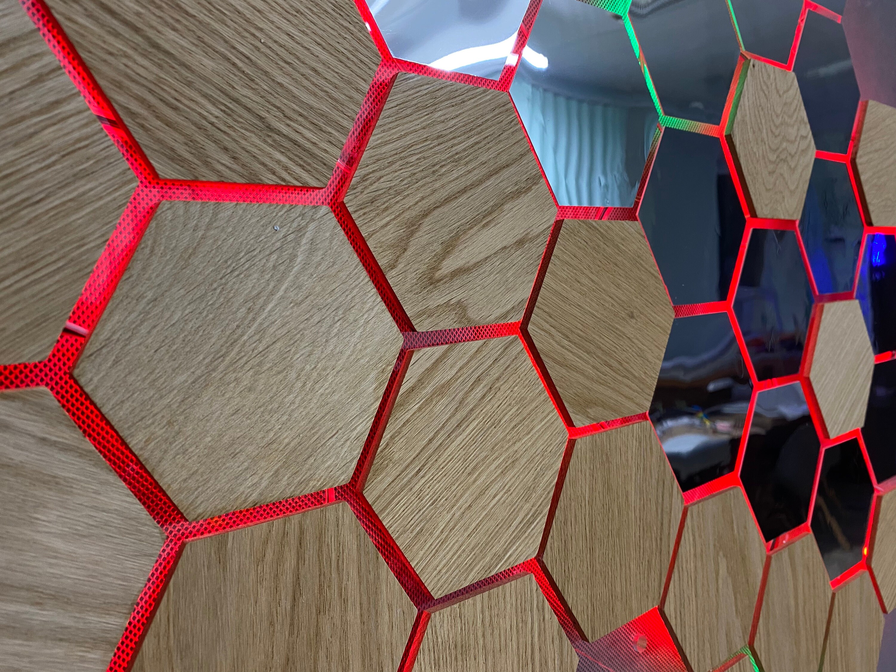 Hexagon RGB Panel for Gift. Honeycomb Wooden and Acrylic Mosaic for ...