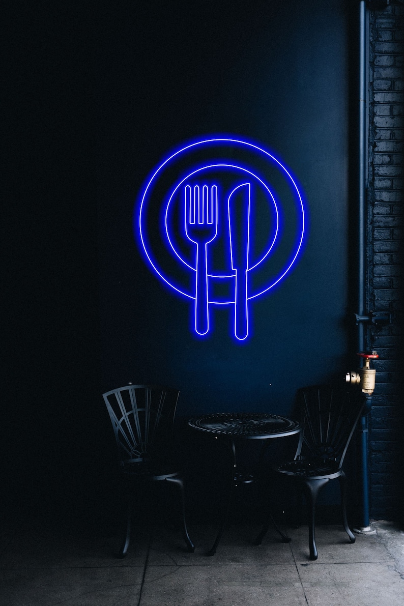 Plate With Fork and Knife Neon Sign for Cafe - Etsy