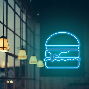 Neon Burger Sign - Custom LED Neon Light for Kitchen, Bar, Restaurant ...