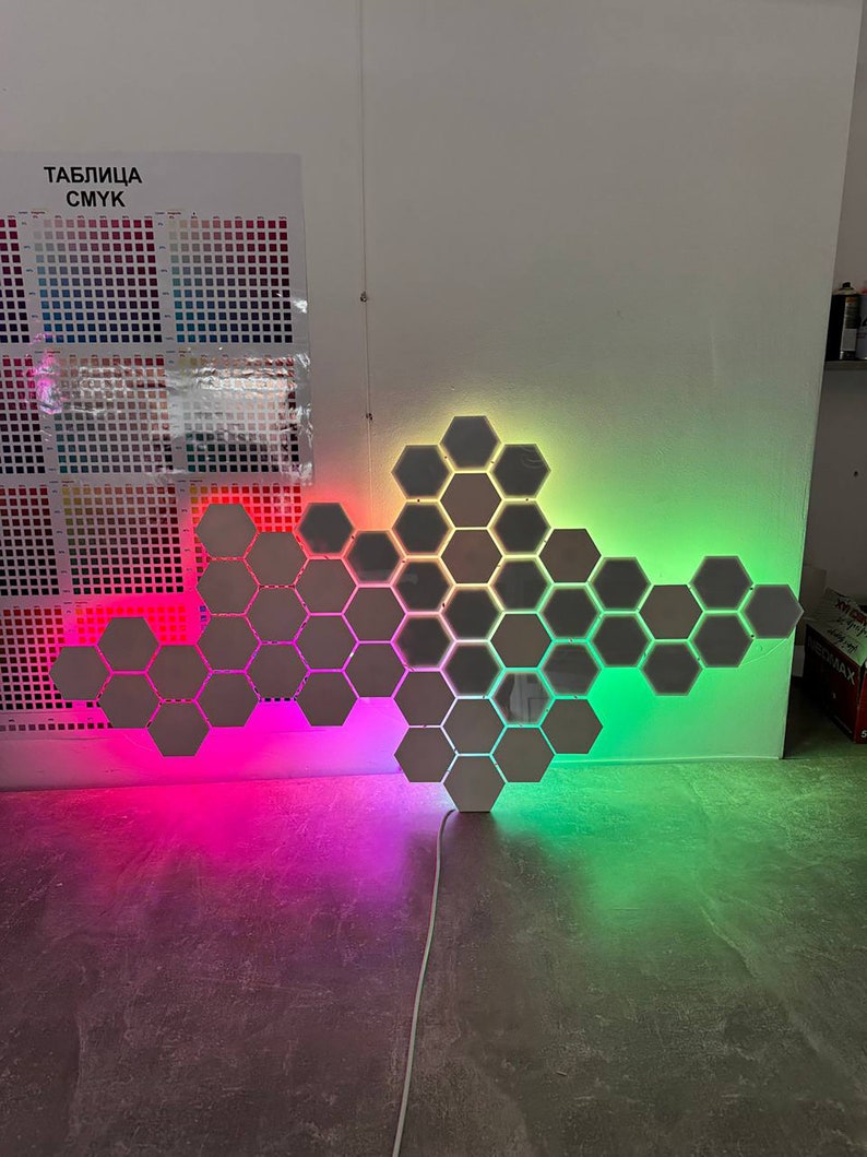 Hexagon RGB Panel for Gift. Honeycomb Wooden and Acrylic Mosaic for ...