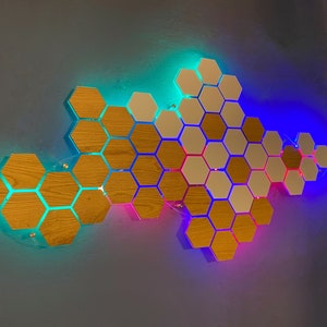 Hexagon RGB Panel for Gift. Honeycomb Wooden and Acrylic Mosaic for ...