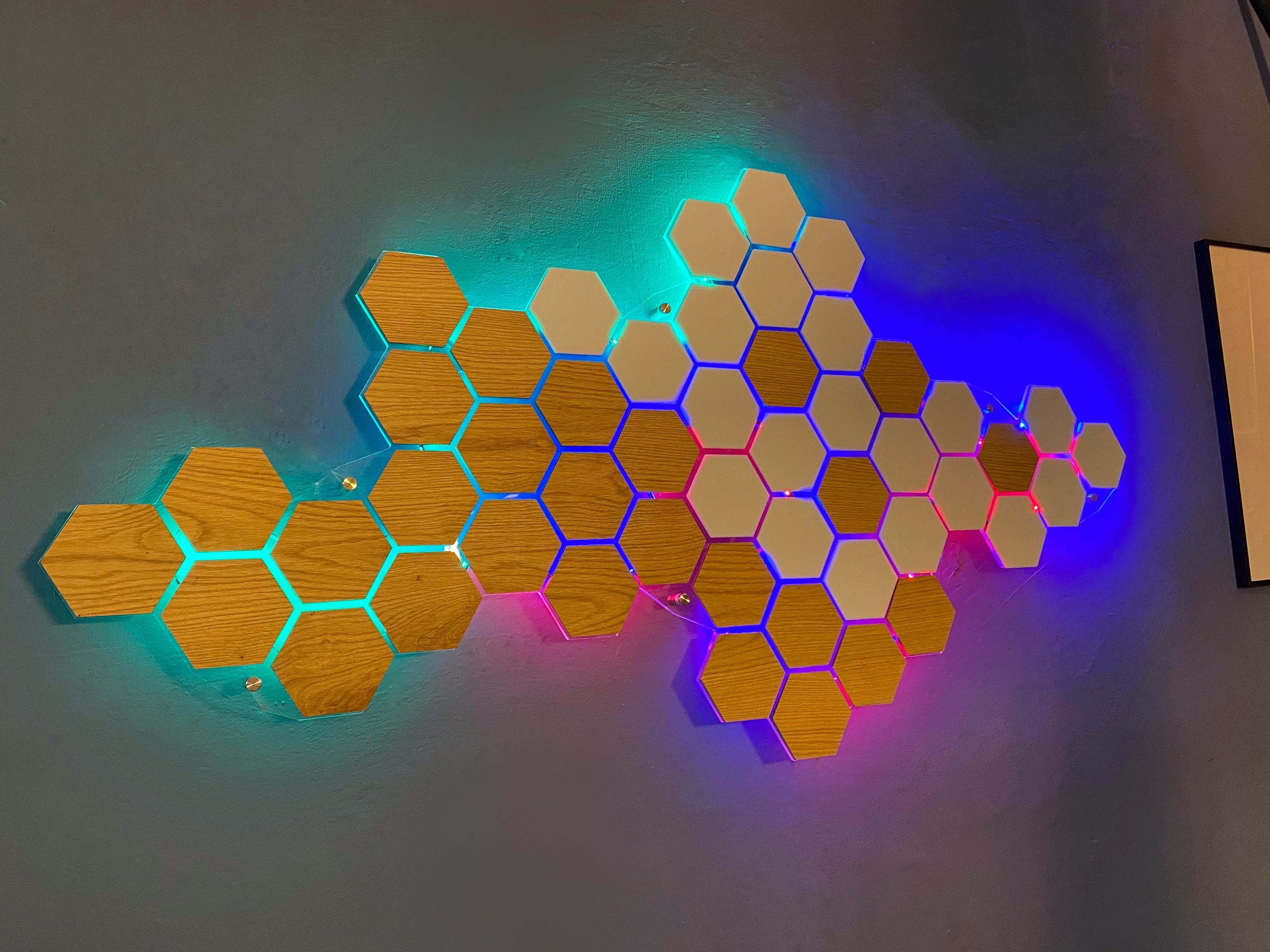 Hexagon RGB Panel for Gift. Honeycomb Wooden and Acrylic Mosaic for ...