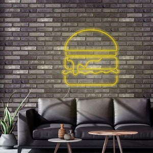 Neon Burger Sign - Custom LED Neon Light for Kitchen, Bar, Restaurant ...