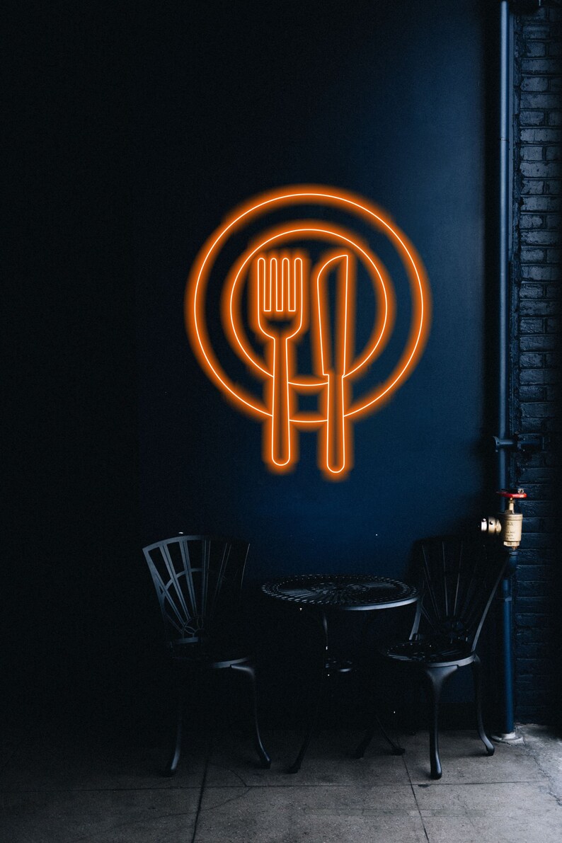 Plate With Fork and Knife Neon Sign for Cafe - Etsy