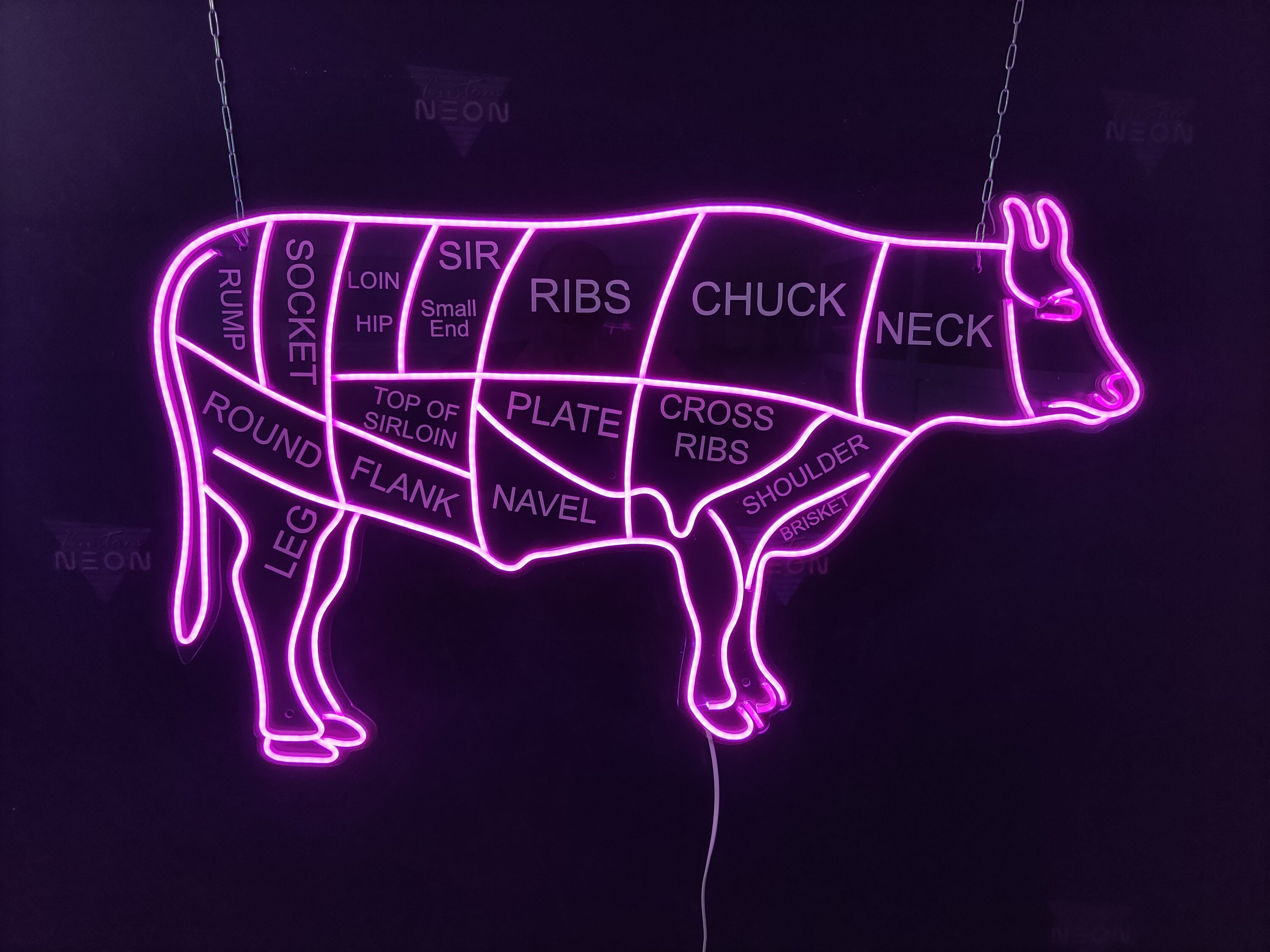 Cattle Butcher Chart Beef Cuts Neon Sign for Butcher Shop or Restaurant ...