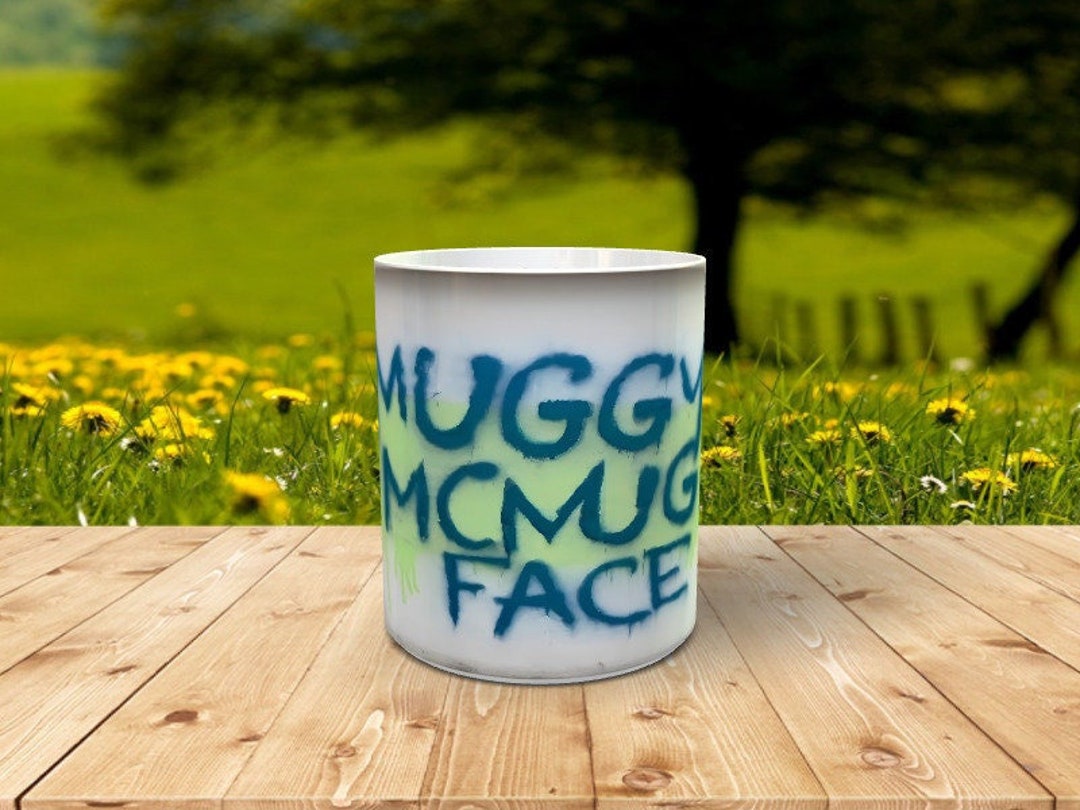 Muggy Mcmug Face Graffiti on White Wall Quality Printed Mug Funny Mug ...