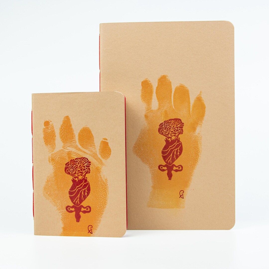Handprinted Weird Creatures Notebook, Handbound Sustainable Sketchbook ...