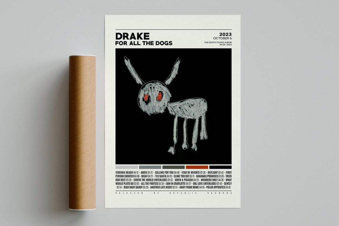 Drake Poster for All the Dogs Poster Drake, Tracklist Album Cover ...