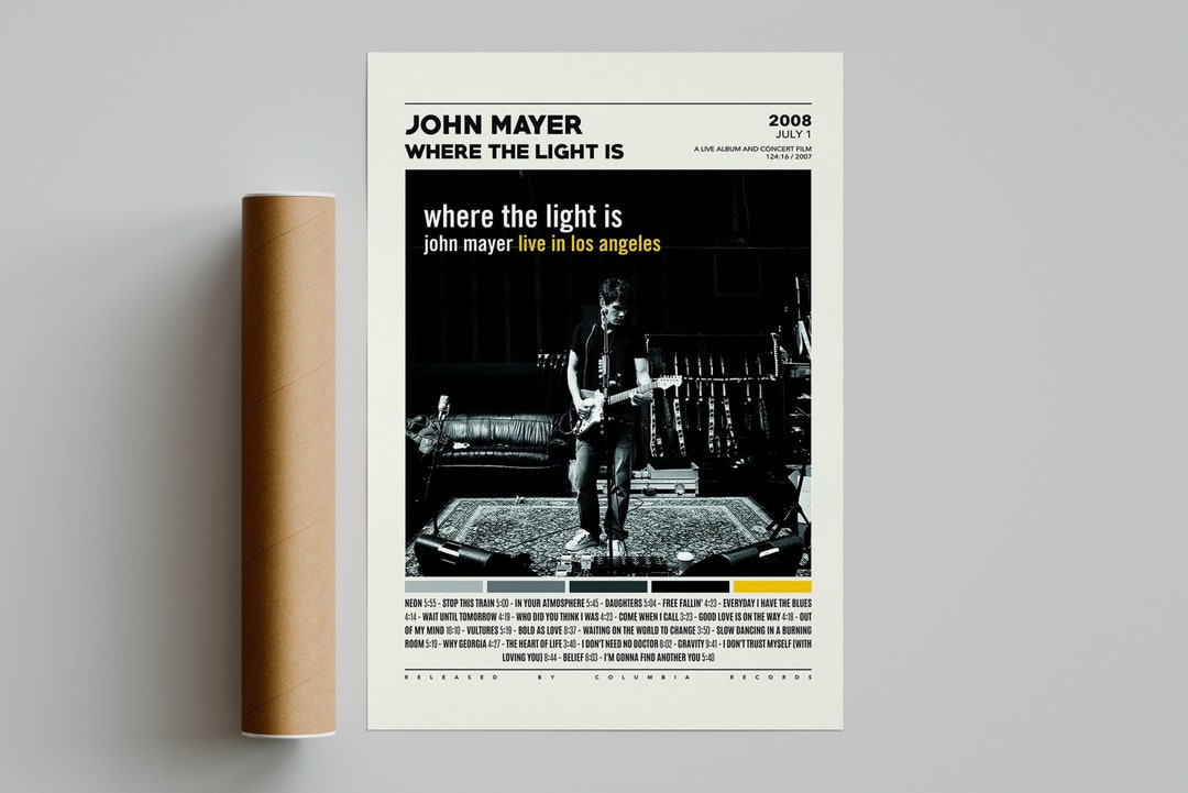 John Mayer Poster / Where the Light is Poster / Album Cover Poster ...