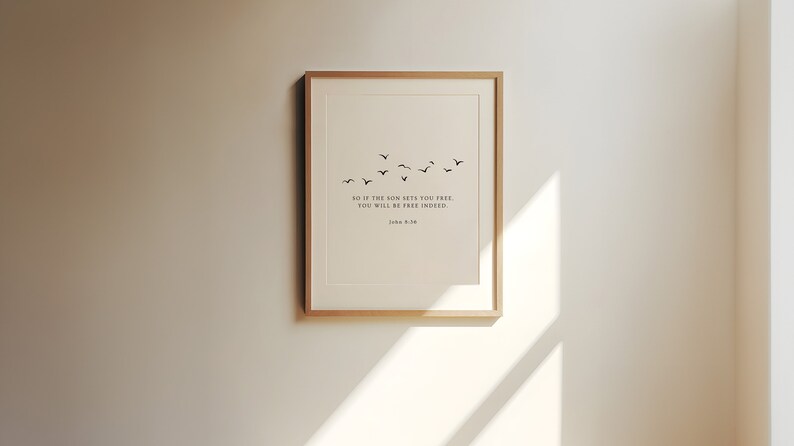 John 8: 36 Christian Wall Art Printable Scripture Digital Download ...