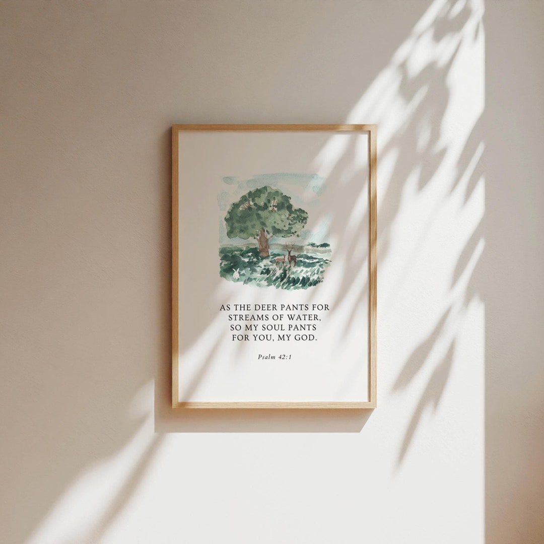 Psalms 42:1 Printable Wall Art Inspirational Scripture Decor Vintage ...