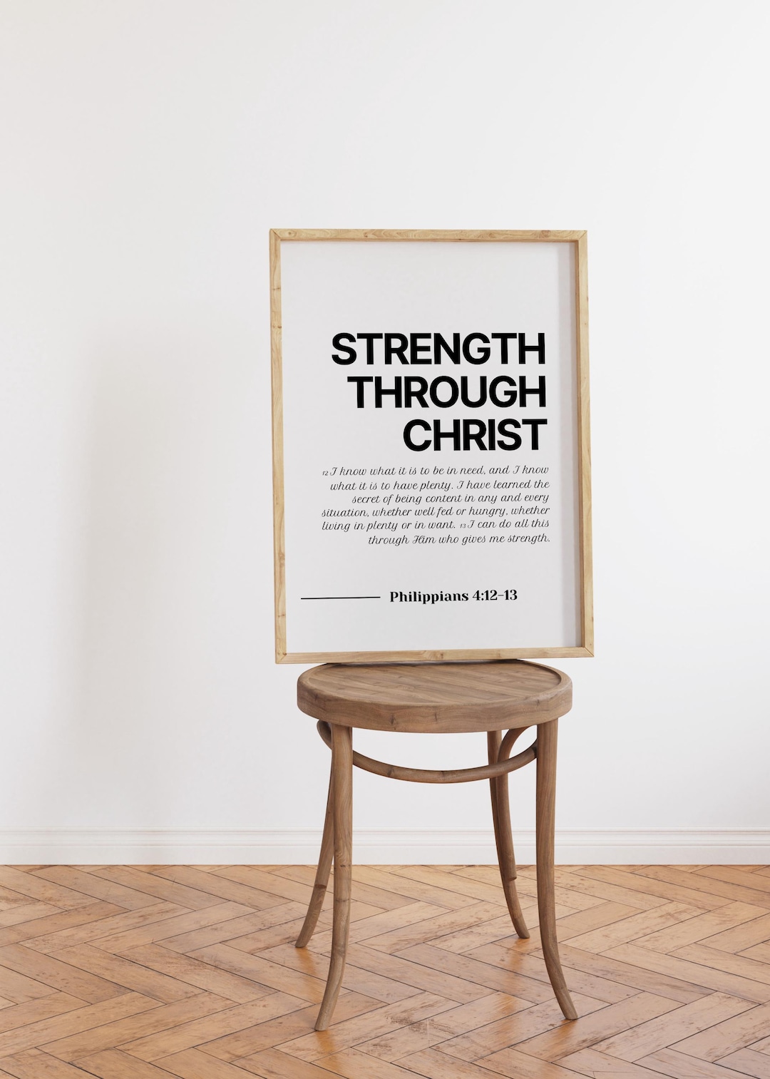 Philippians 4:16 Strength Through Christ Wall Art, Christian Home Decor ...