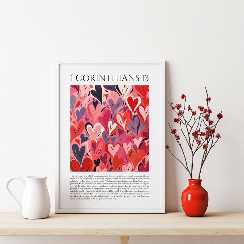 1 Corinthians 13 Christian Wall Art, Vintage Aesthetic Room Decor ...