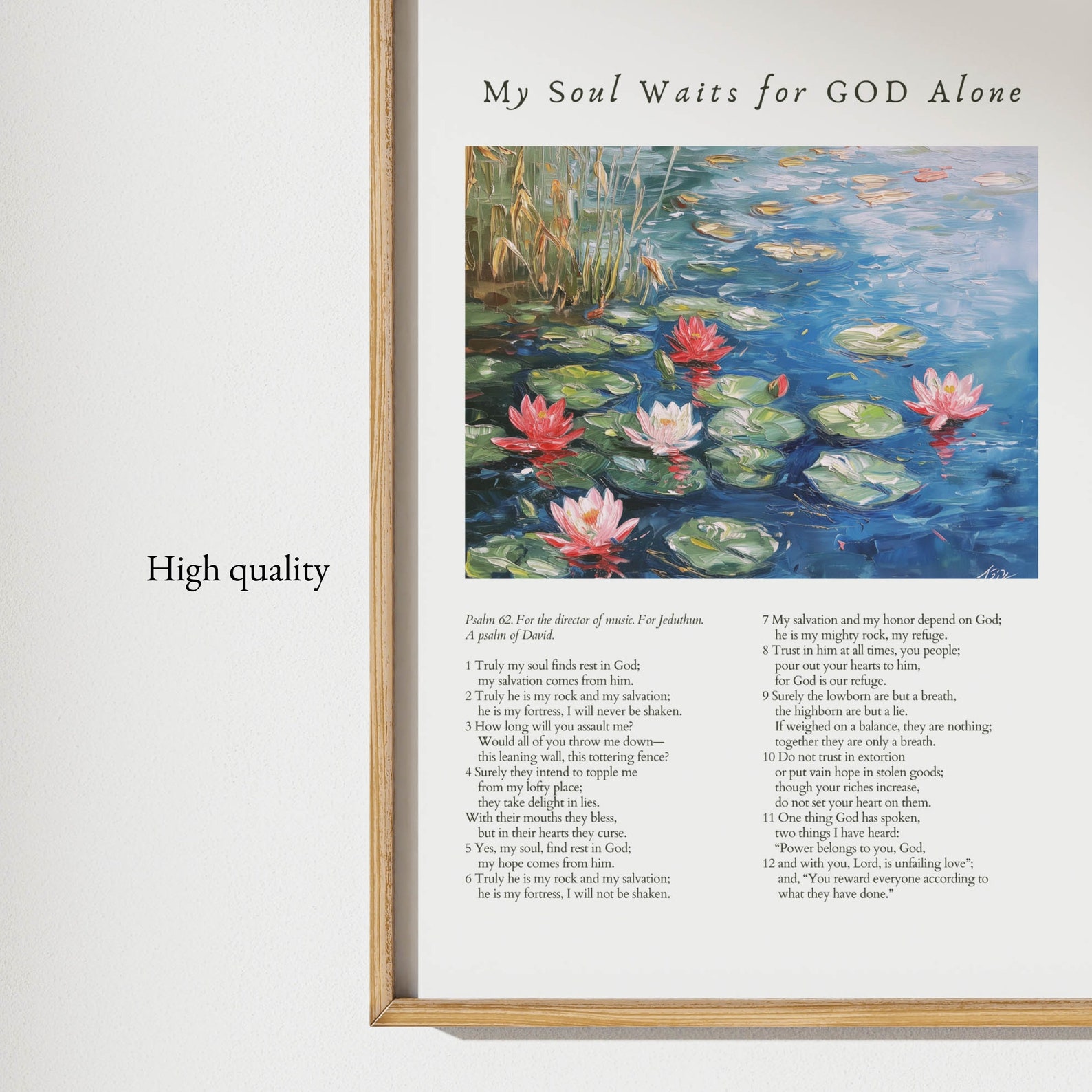 Psalm 62 Wall Art, Printable Bible Verse Wall Art, Vintage Watercolor ...