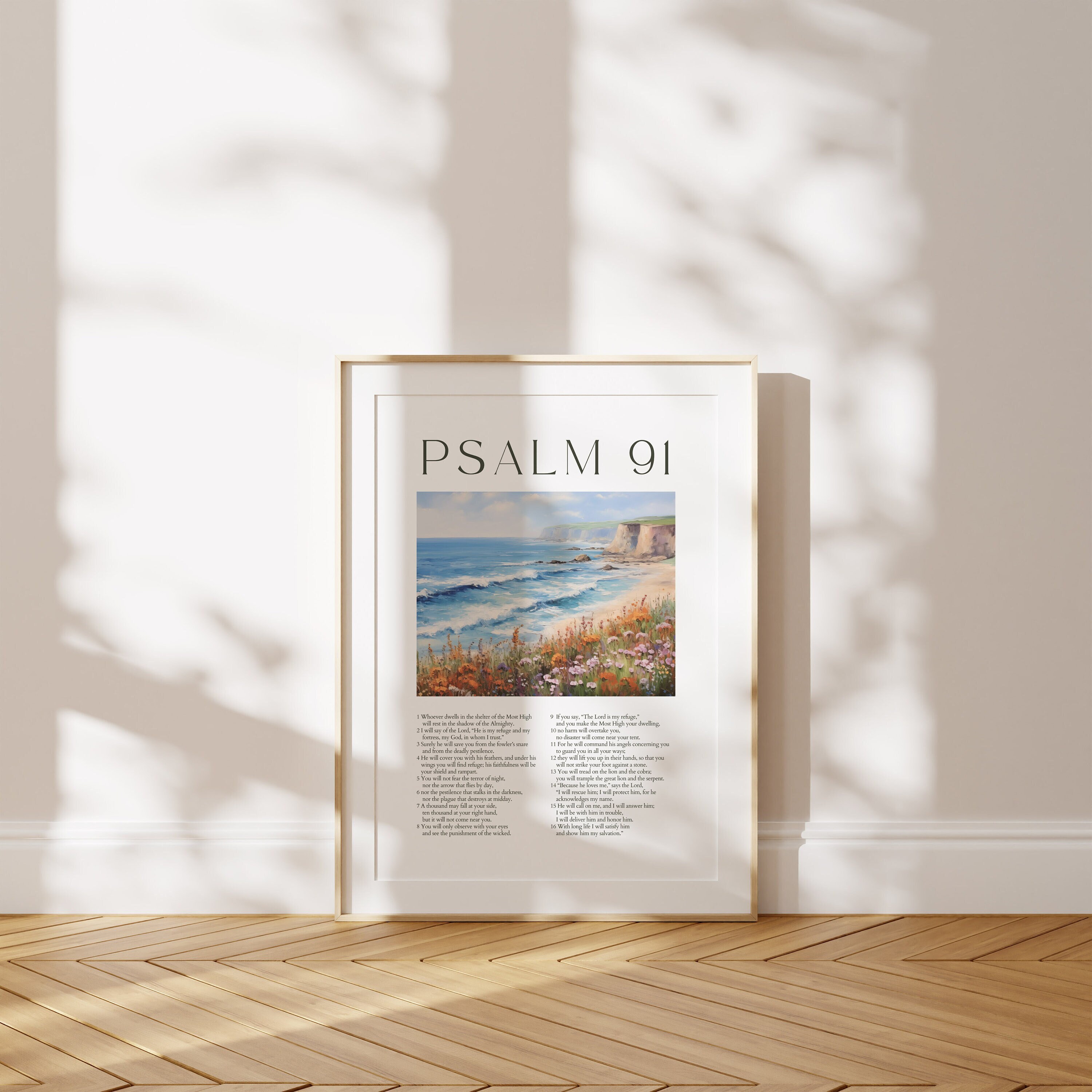 Psalm 91 Printable Art, Christian Wall Decor, Vintage Watercolor ...