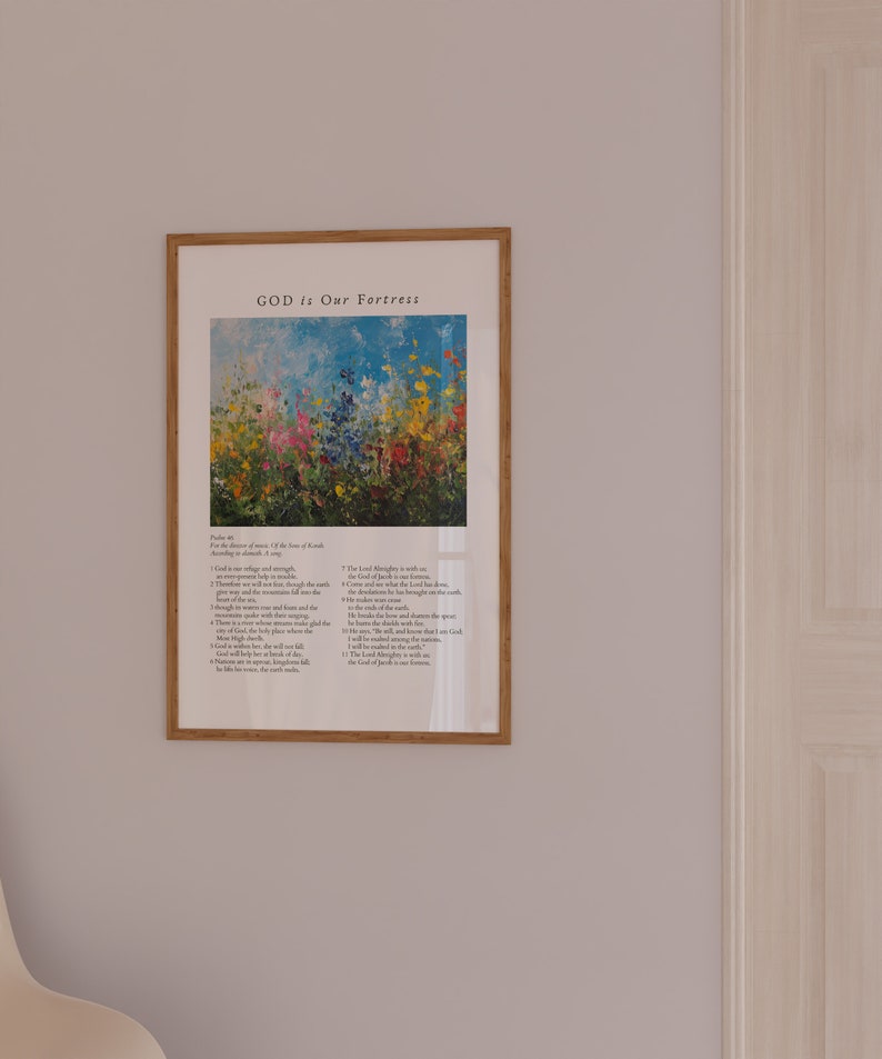 Psalm 46 Wall Art, Printable Bible Verse Wall Art, Vintage Watercolor ...