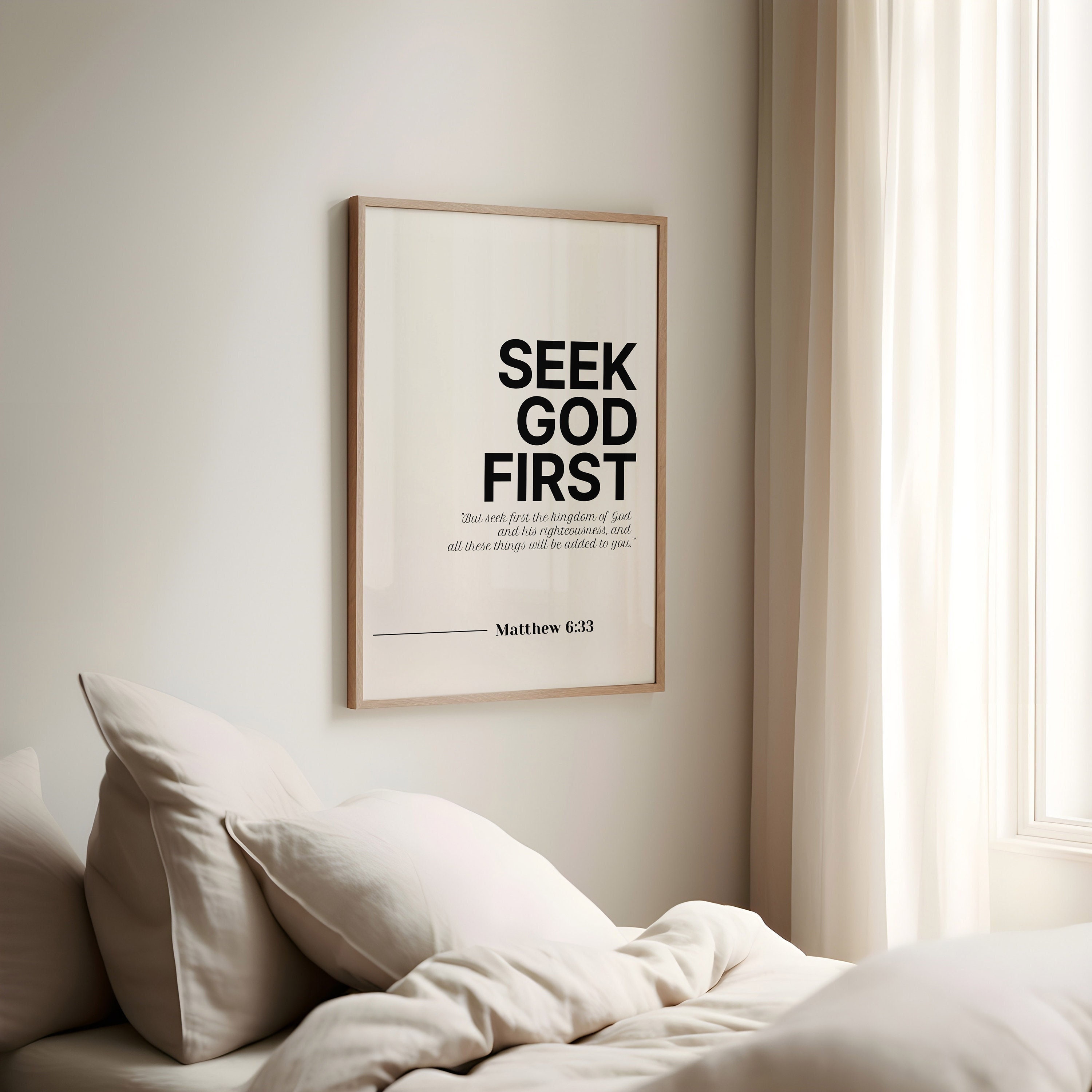Matthew 6:33 Seek God First Bible Verse Wall Art, Christian Home Decor ...