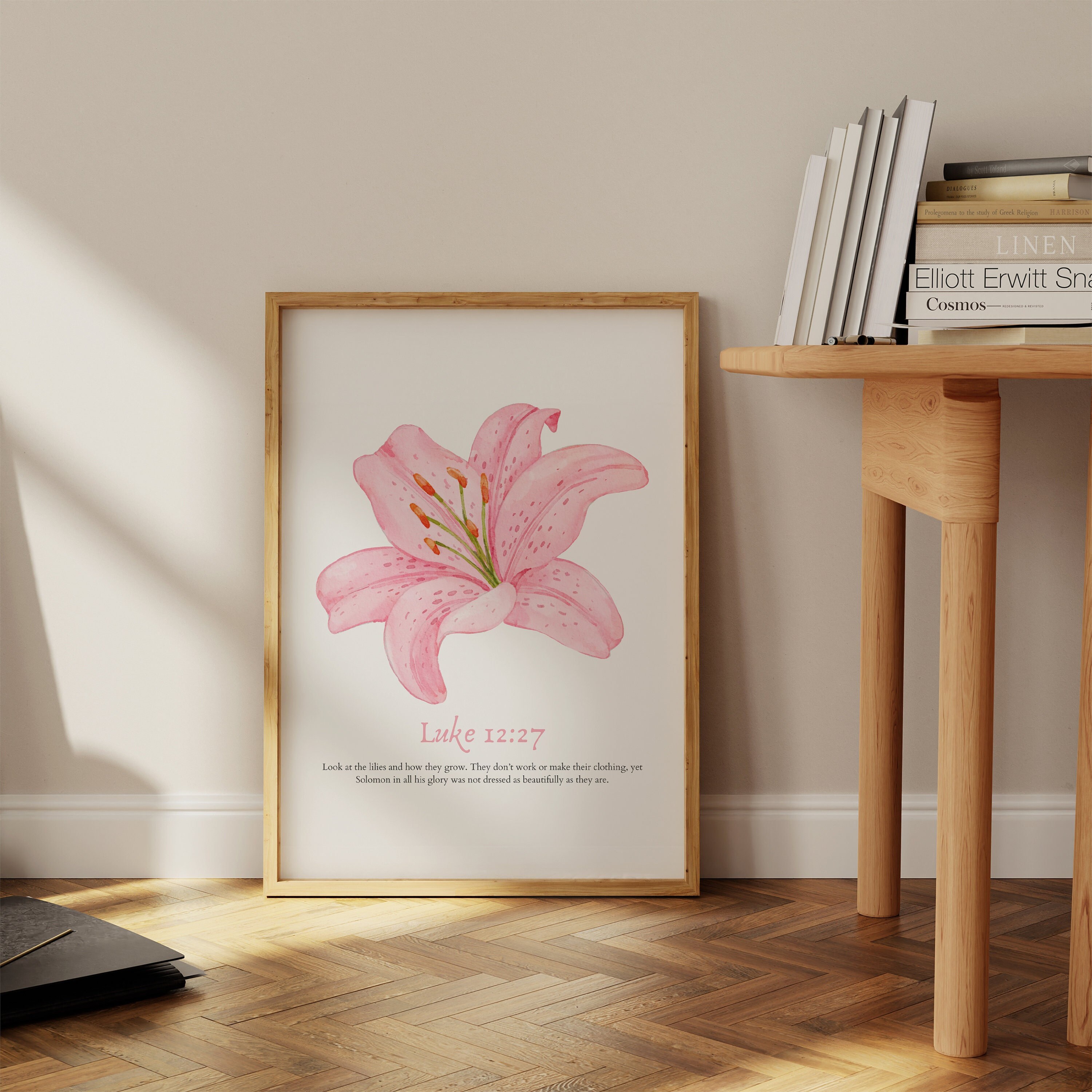 Luke 12:27 Lilies Art, Scripture Print, Christian Wall Art, Aesthetic ...