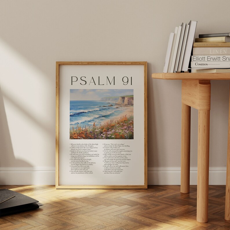 Psalm 91 Printable Art, Christian Wall Decor, Vintage Watercolor ...