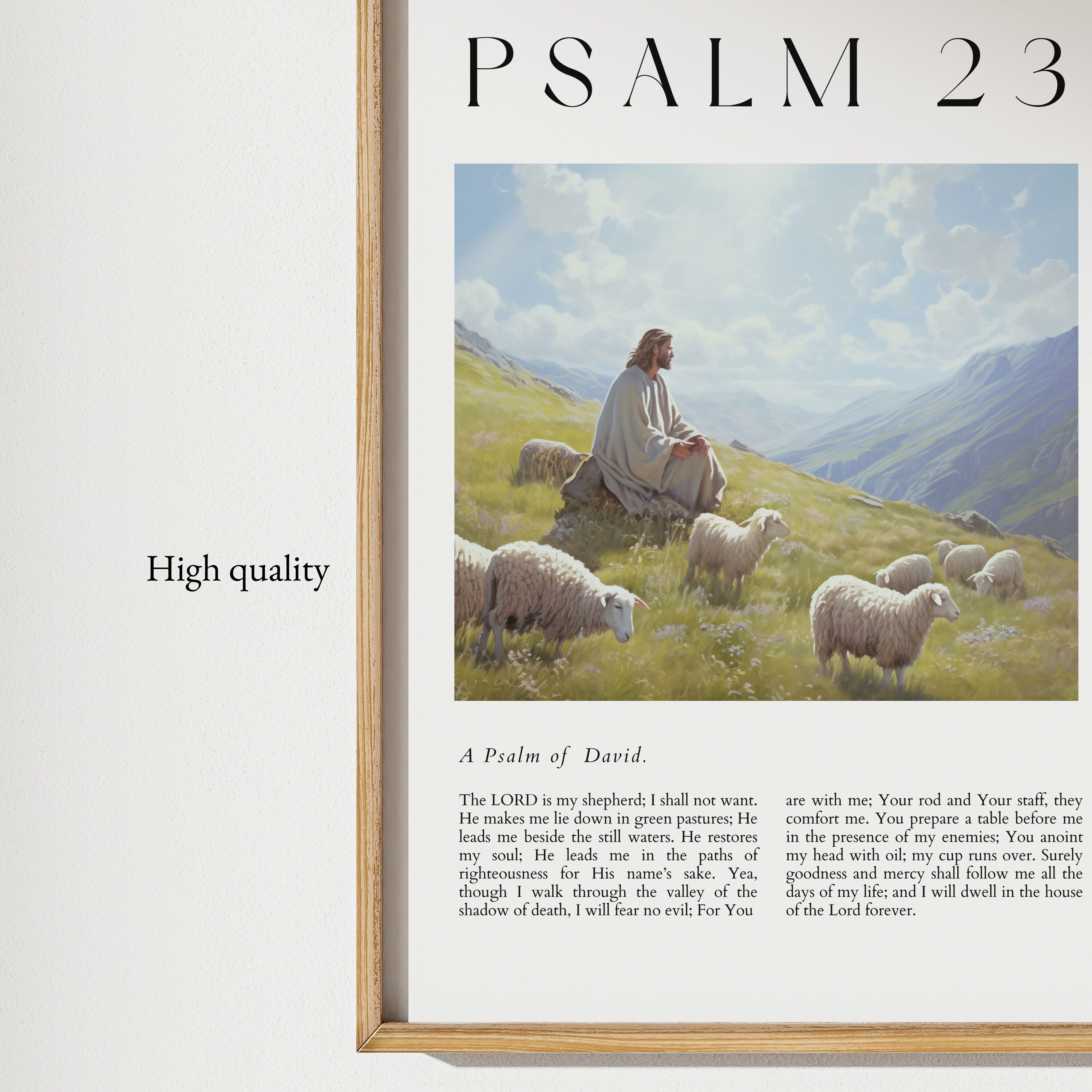 Psalm 23 Wall Art, the Lord is My Shepherd, Christian Wall Art, Bible ...