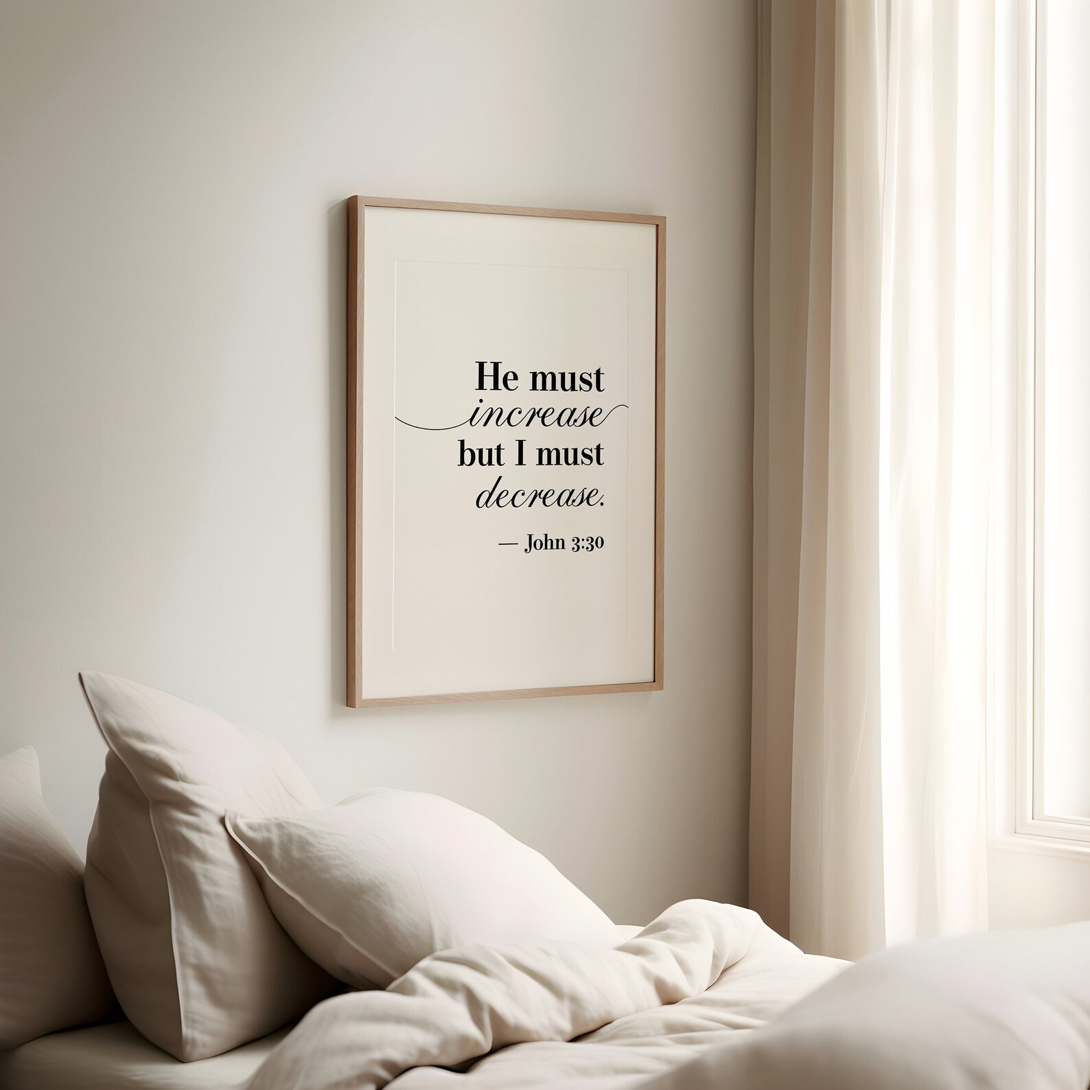 John 3:30 He Must Increase Bible Verse Wall Art, Christian Home Decor ...
