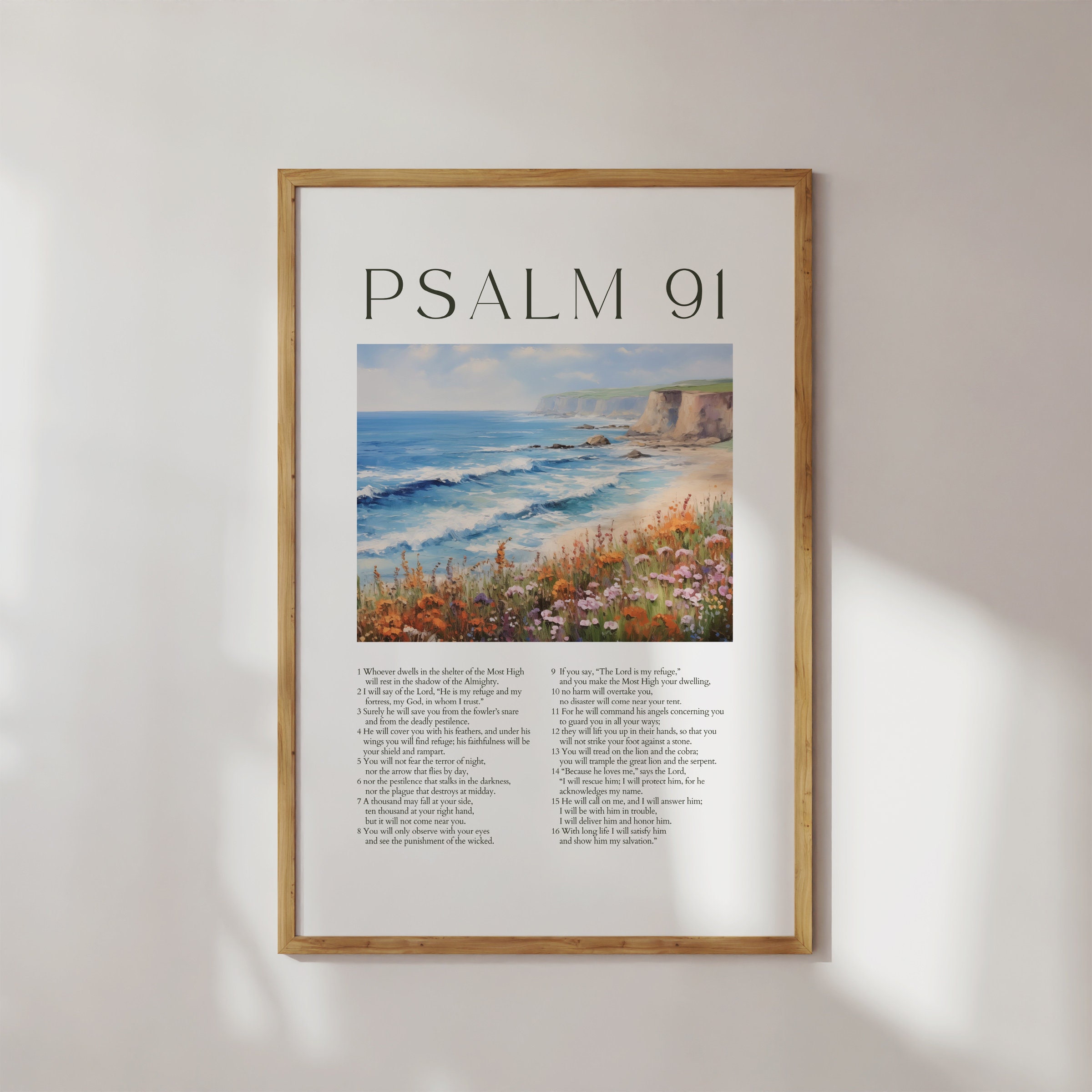 Psalm 91 Printable Art, Christian Wall Decor, Vintage Watercolor ...