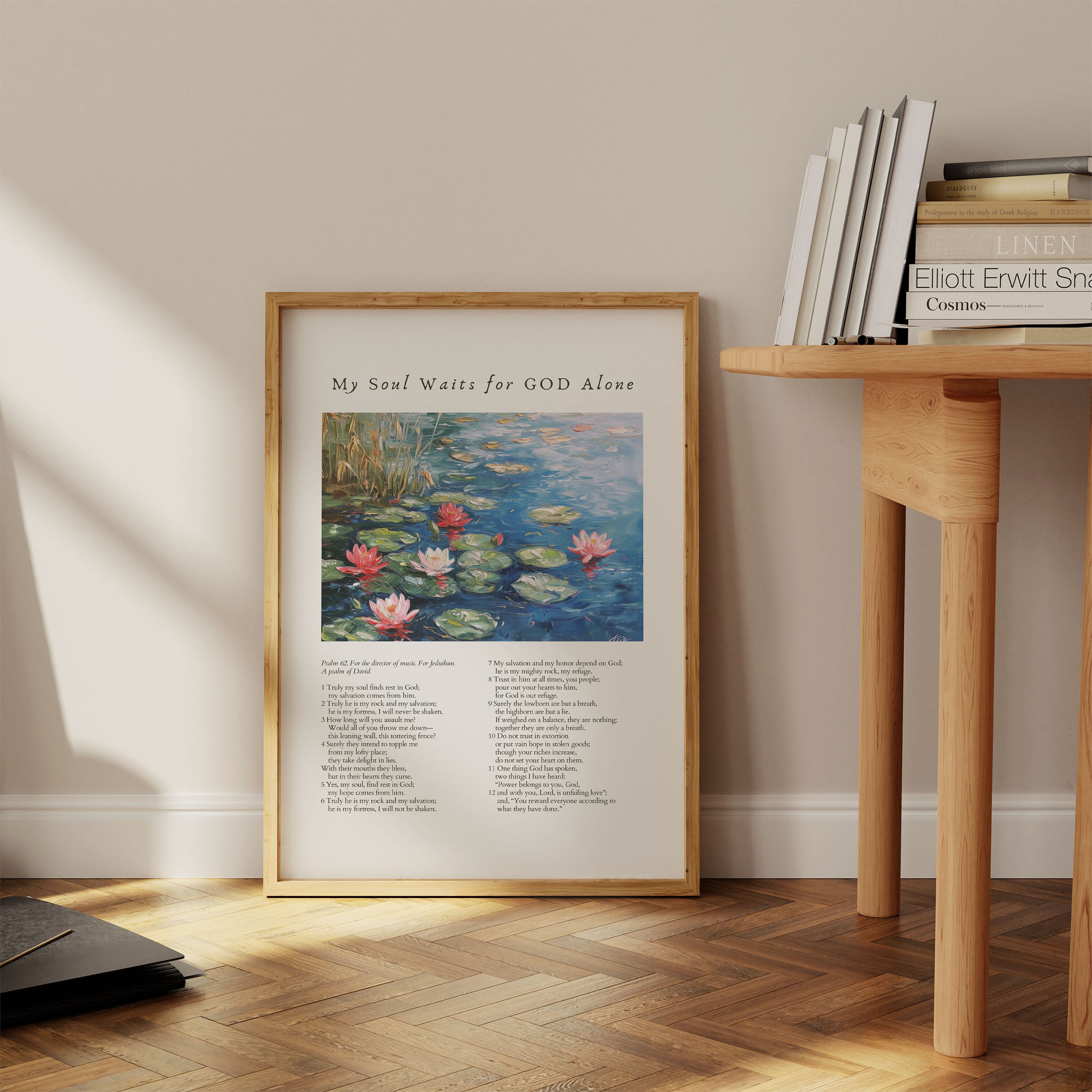 Psalm 62 Wall Art, Printable Bible Verse Wall Art, Vintage Watercolor ...