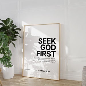 Matthew 6:33 Seek God First Bible Verse Wall Art, Christian Home Decor ...