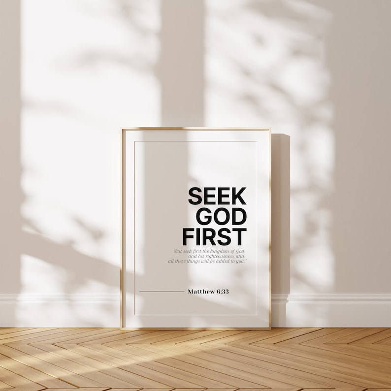 Matthew 6:33 Seek God First Bible Verse Wall Art, Christian Home Decor ...