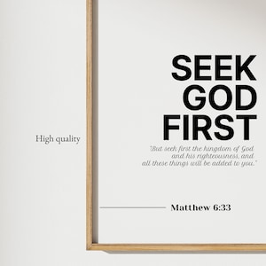 Matthew 6:33 Seek God First Bible Verse Wall Art, Christian Home Decor ...