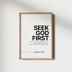 Matthew 6:33 Seek God First Bible Verse Wall Art, Christian Home Decor ...
