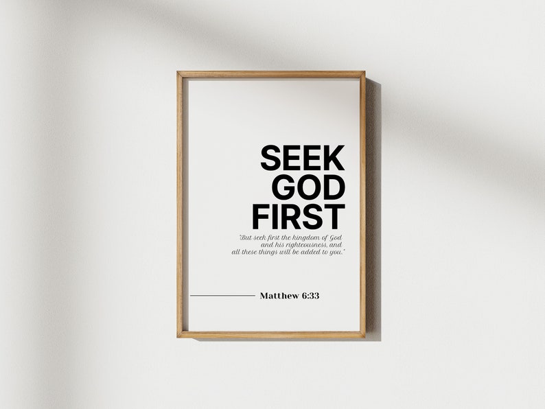 Matthew 6:33 Seek God First Bible Verse Wall Art, Christian Home Decor ...