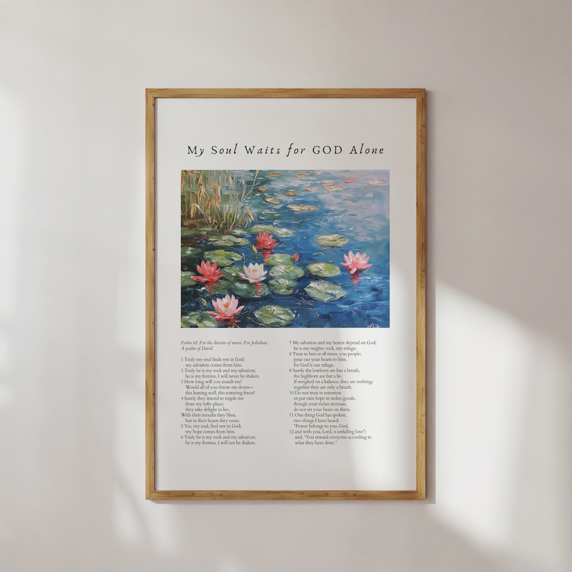 Psalm 62 Wall Art, Printable Bible Verse Wall Art, Vintage Watercolor ...
