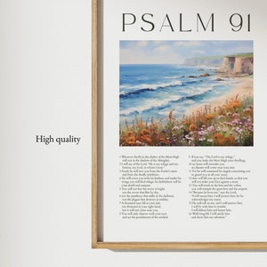 Psalm 91 Printable Art, Christian Wall Decor, Vintage Watercolor ...