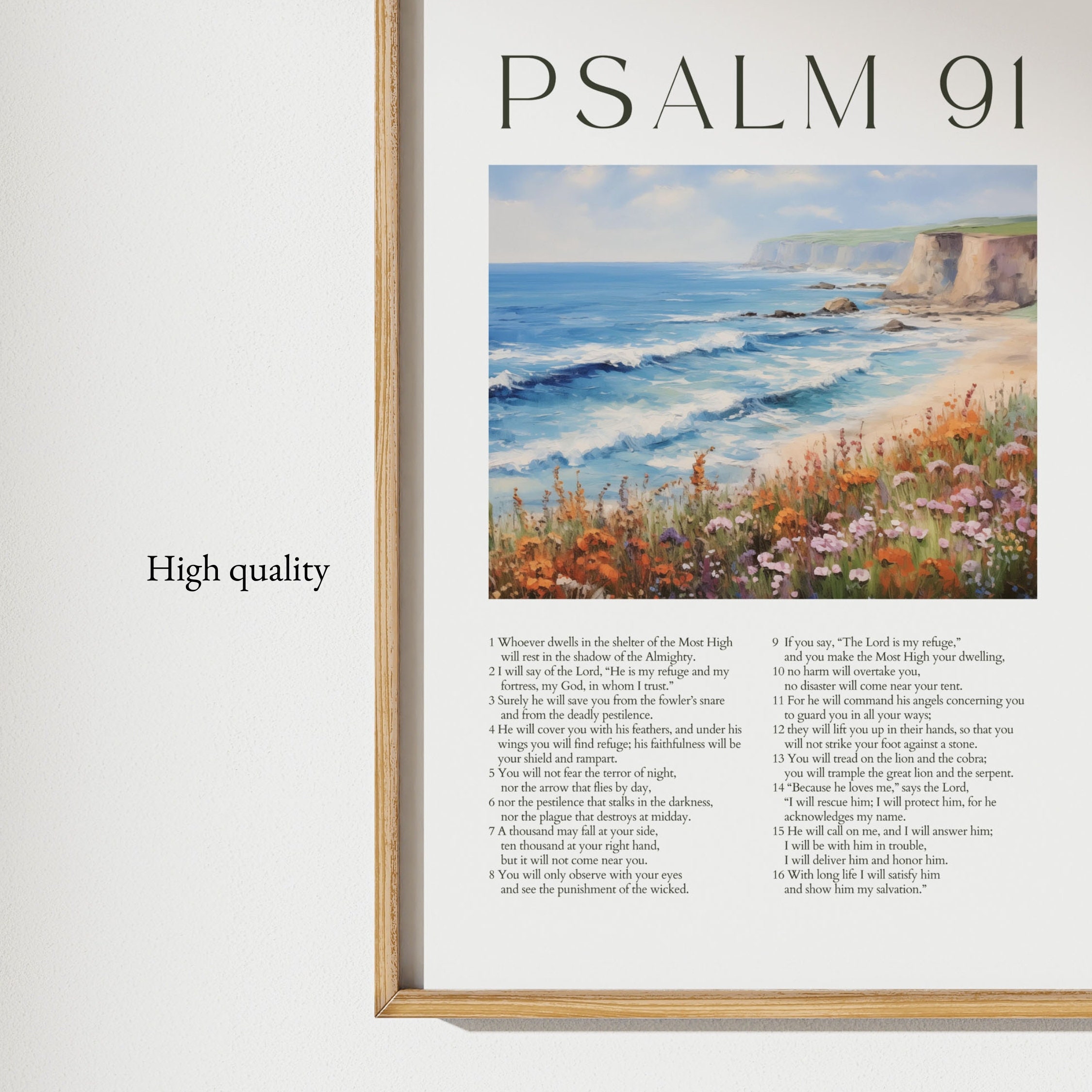 Psalm 91 Printable Art, Christian Wall Decor, Vintage Watercolor ...