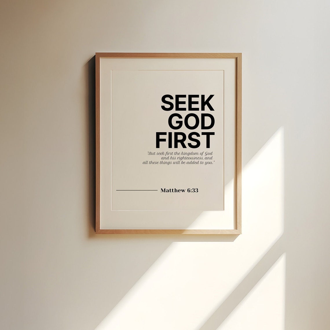Matthew 6:33 Seek God First Bible Verse Wall Art, Christian Home Decor ...