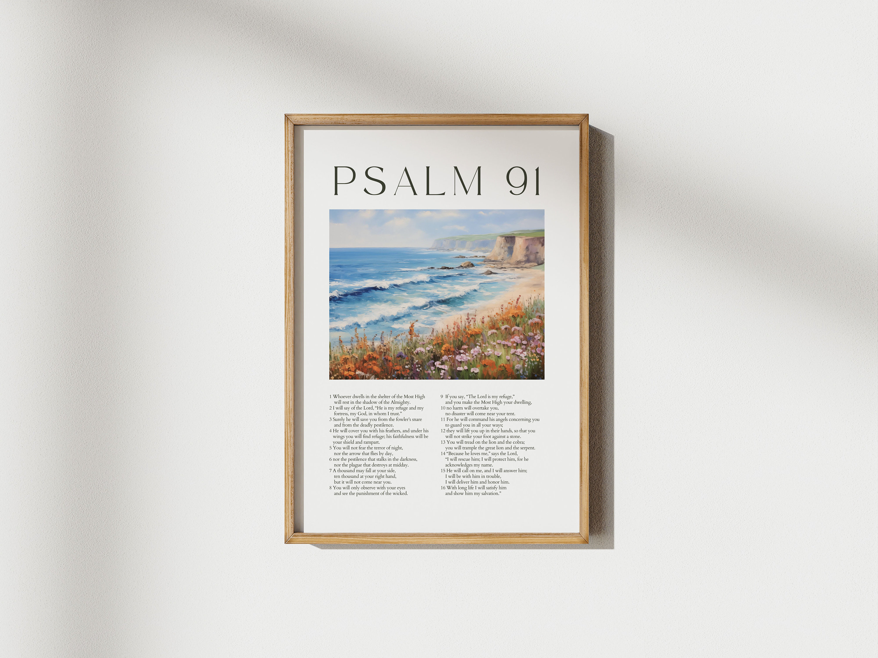 Psalm 91 Printable Art, Christian Wall Decor, Vintage Watercolor ...