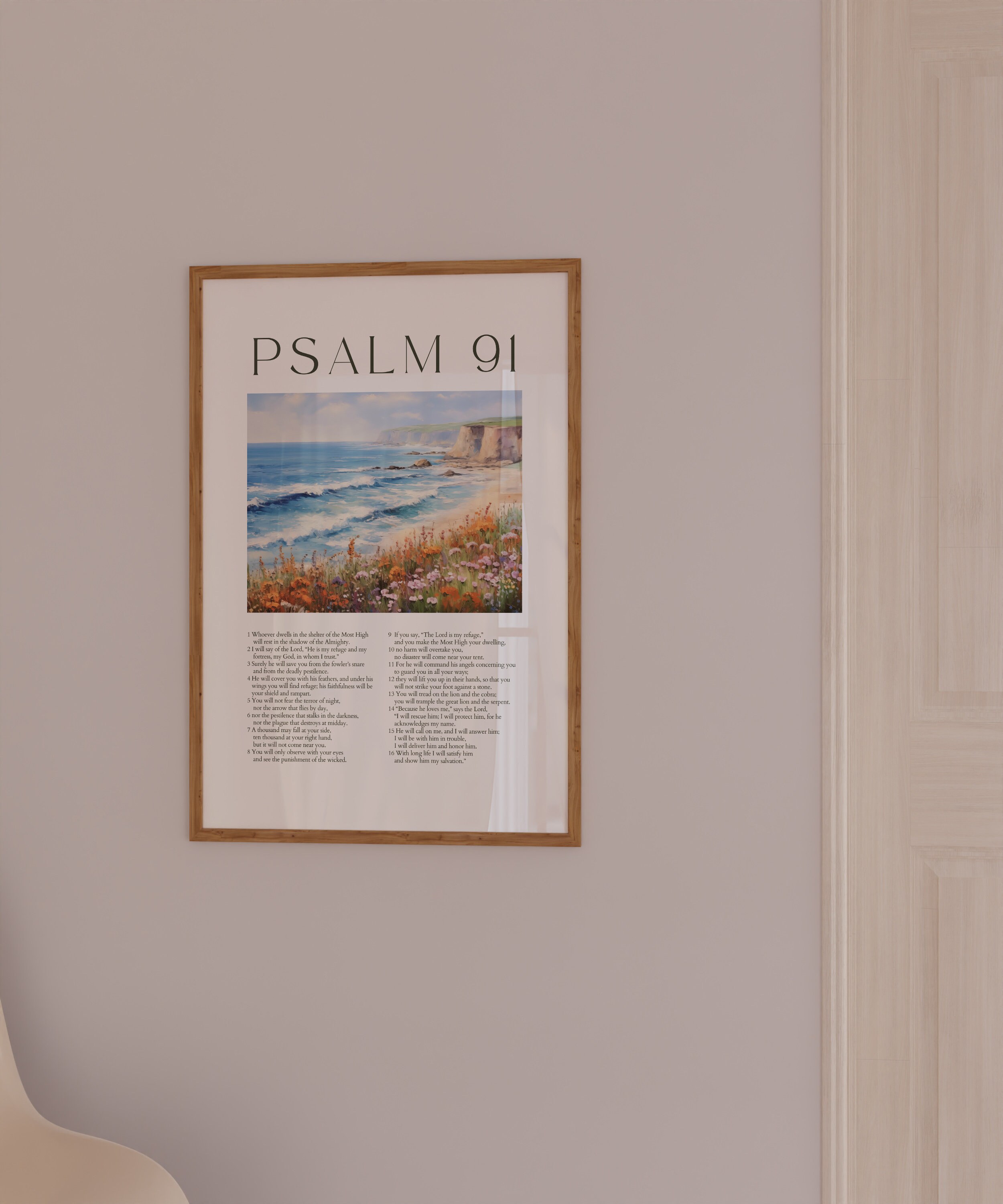 Psalm 91 Printable Art, Christian Wall Decor, Vintage Watercolor ...