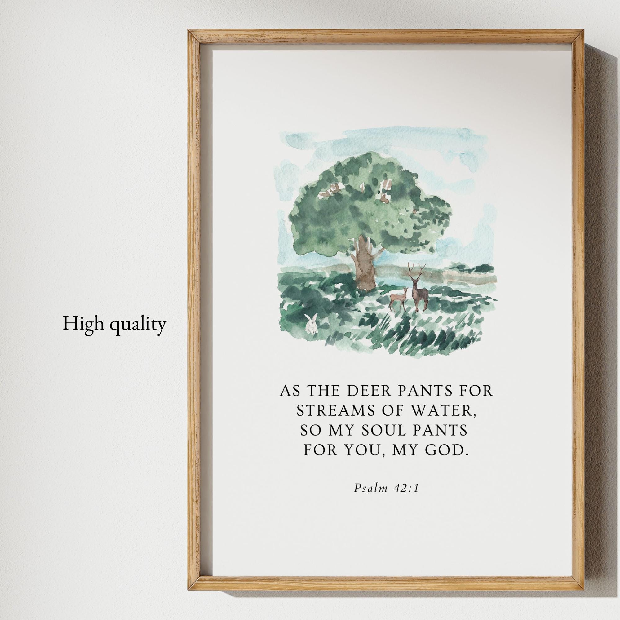 Psalms 42:1 Printable Wall Art Inspirational Scripture Decor Vintage ...