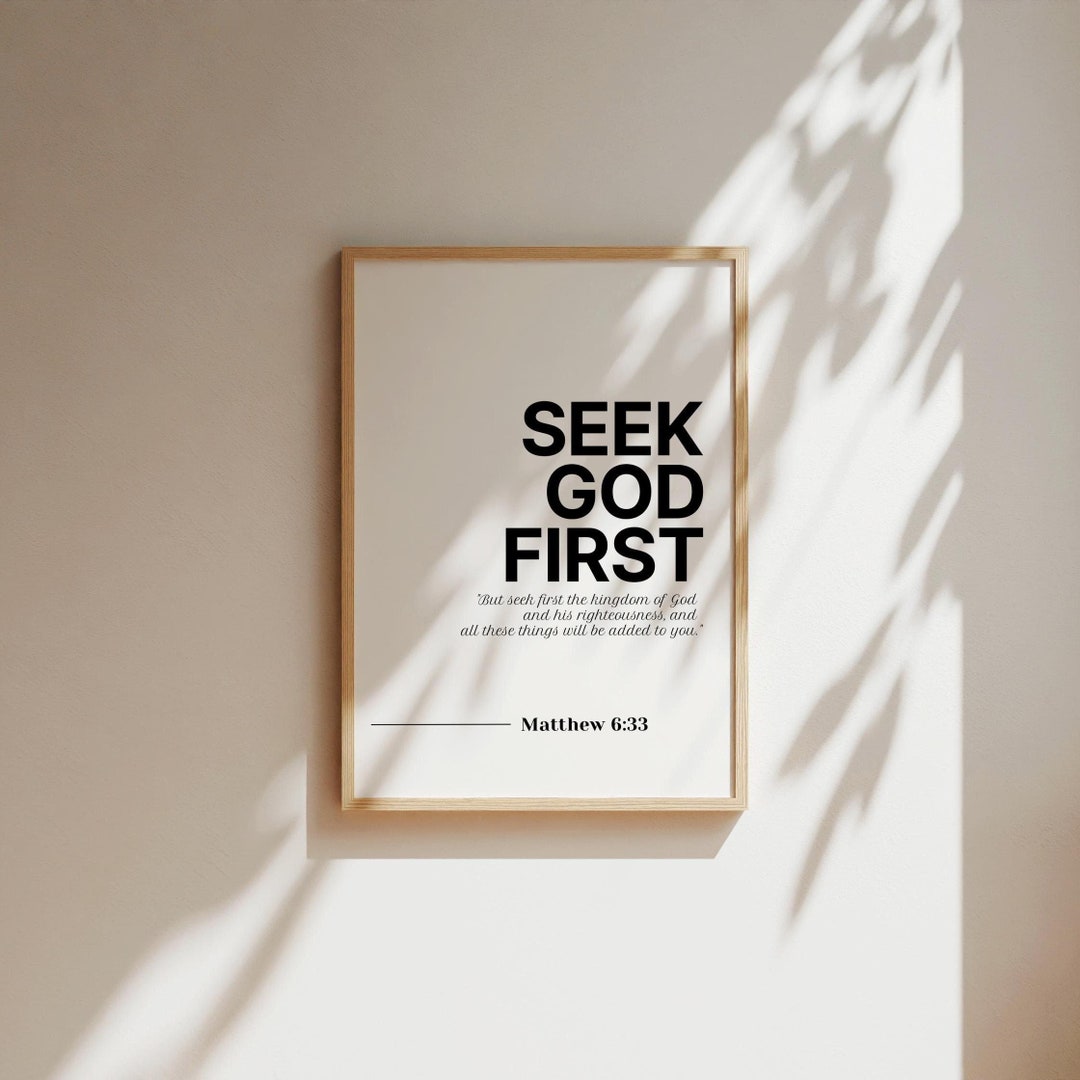 Matthew 6:33 Seek God First Bible Verse Wall Art, Christian Home Decor ...