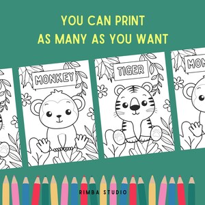 Safari Animal Coloring Pages for Kids, Printable Coloring Worksheet for ...