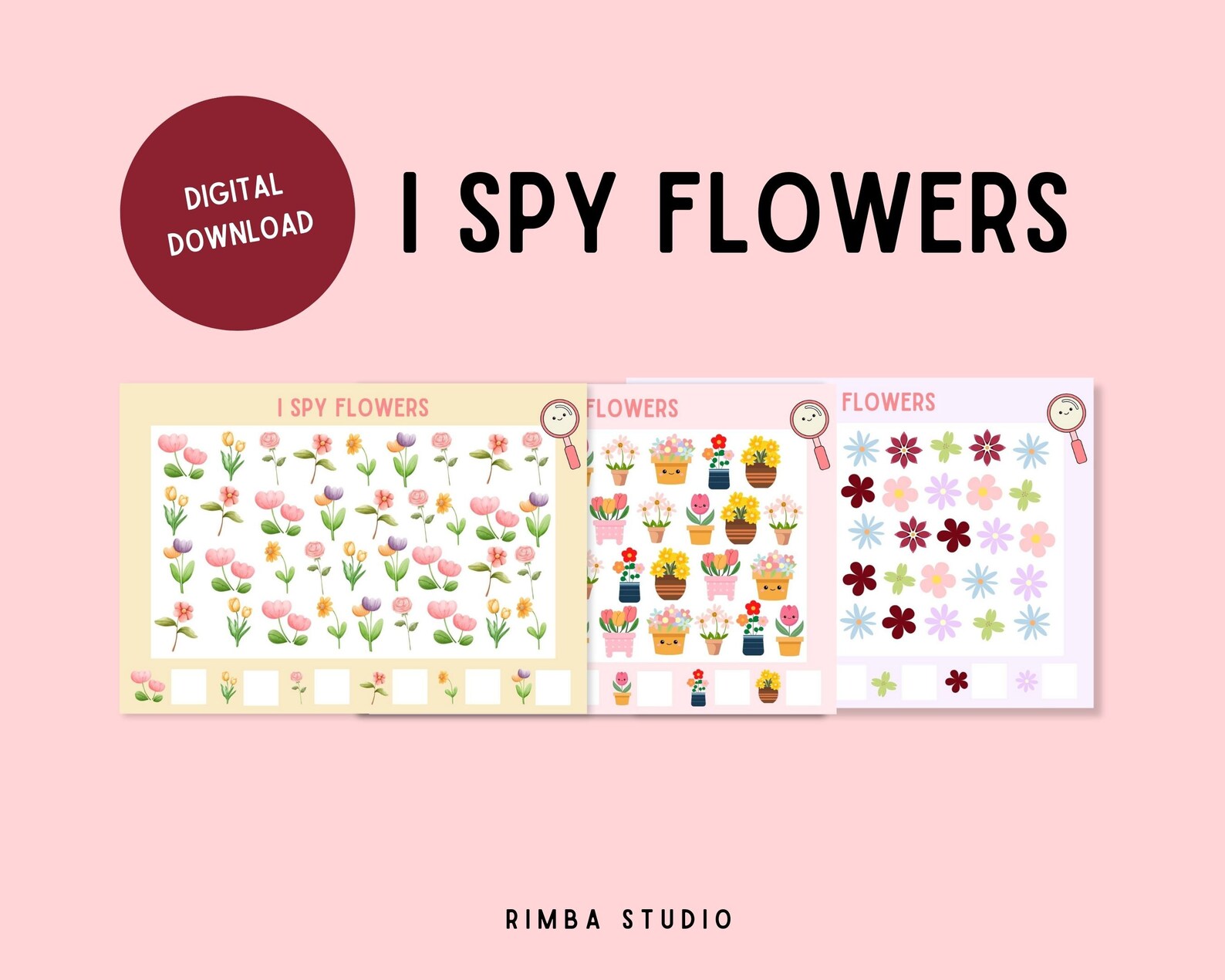 I Spy Game Flower Spring for Kids, Toddler Activity, Fun Learning for ...