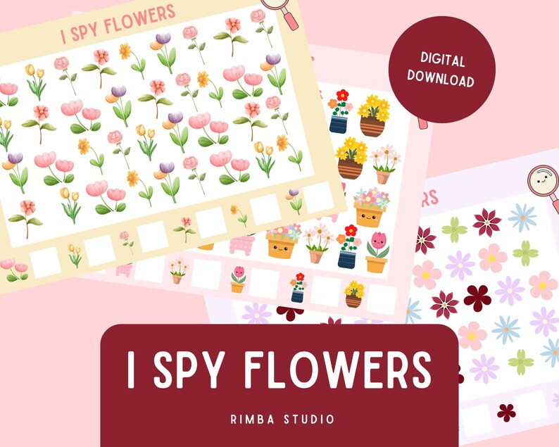 I Spy Game Flower Spring for Kids, Toddler Activity, Fun Learning for ...